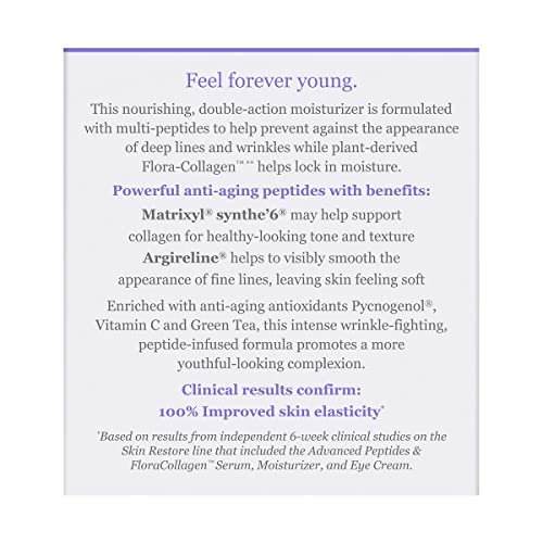 DERMA E Advanced Peptides and Collagen Moisturizer – Double Action Collagen Face Cream with Peptide Complex – Intense Moisture Day and Night Cream for Women – Natural Collagen Cream, 2oz