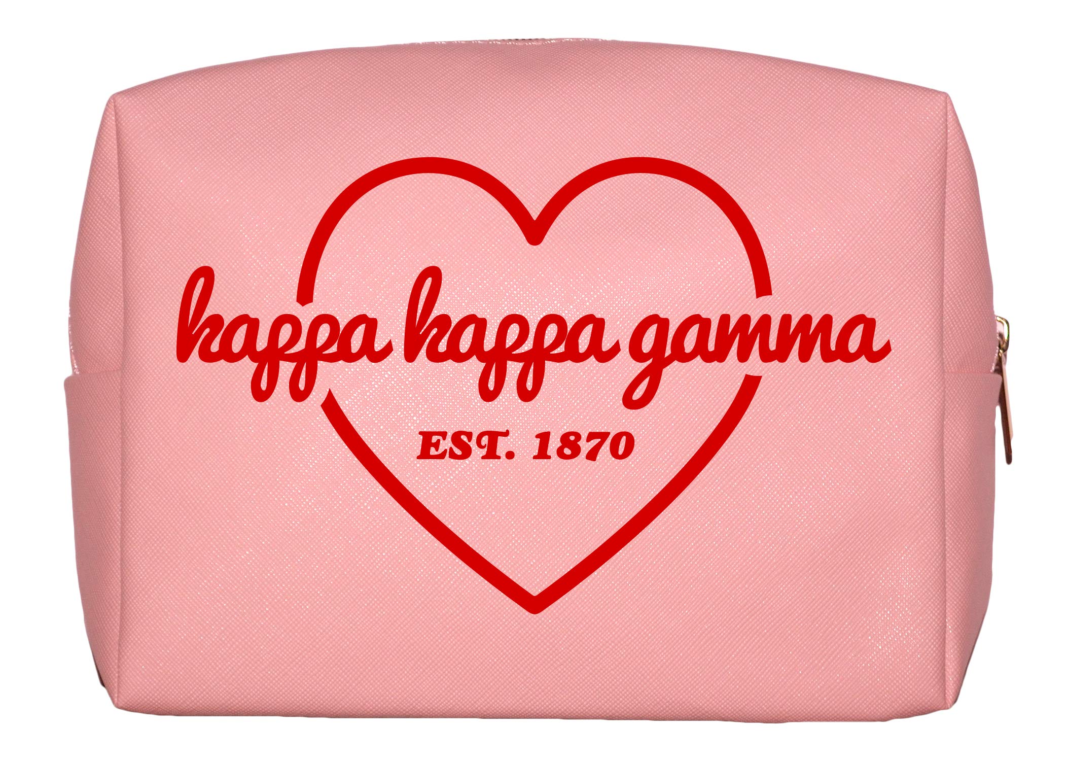 Sorority Shop Kappa Kappa Gamma Makeup Bag - Multi-Purpose PU Leather, Water-Resistant Makeup travel bag with Licensed Design and Zipper Closure, Perfect Kappa Kappa Gamma Sorority Gifts for Women