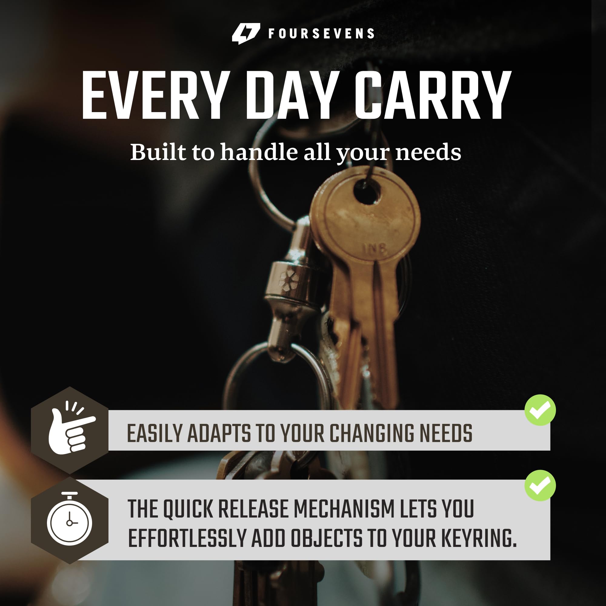 PROMETHEUS LIGHTS: Kappa Quick Release Keychain, Detachable Keychain That Holds up to 10 lbs, Easy, Secure and Stylish Pull Apart Keychain (Titanium)