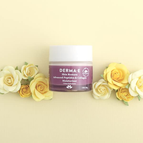 DERMA E Advanced Peptides and Collagen Moisturizer – Double Action Collagen Face Cream with Peptide Complex – Intense Moisture Day and Night Cream for Women – Natural Collagen Cream, 2oz