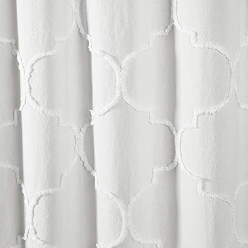 Lush Decor White Avon Chenille Trellis Window Curtain Panel Pair (95" x 40"), (95 in x 40