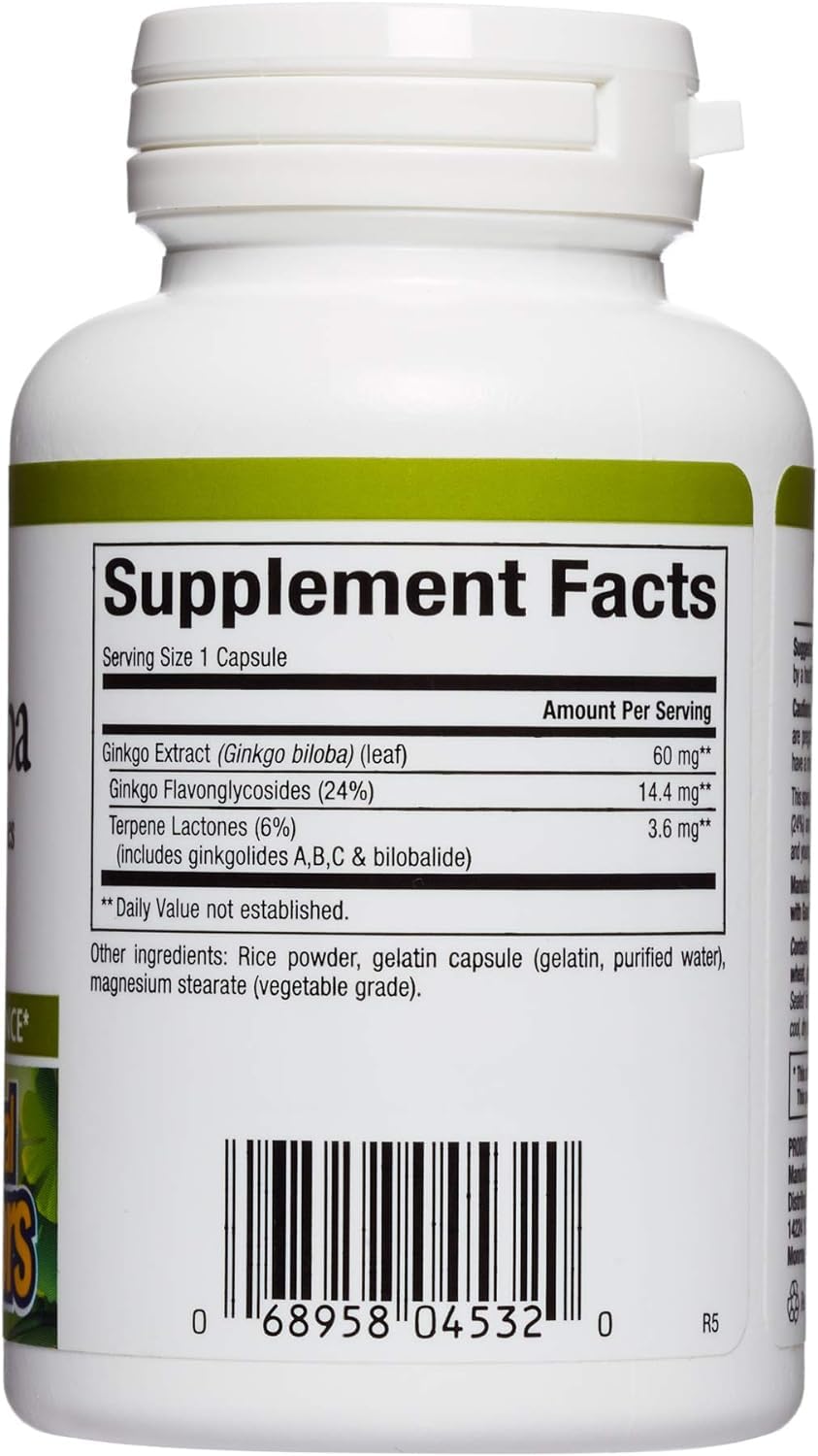 HerbalFactors by Natural Factors, Ginkgo Biloba, Supports Memory, Mental Performance and Healthy Brain Function, 60 capsules (60 servings)