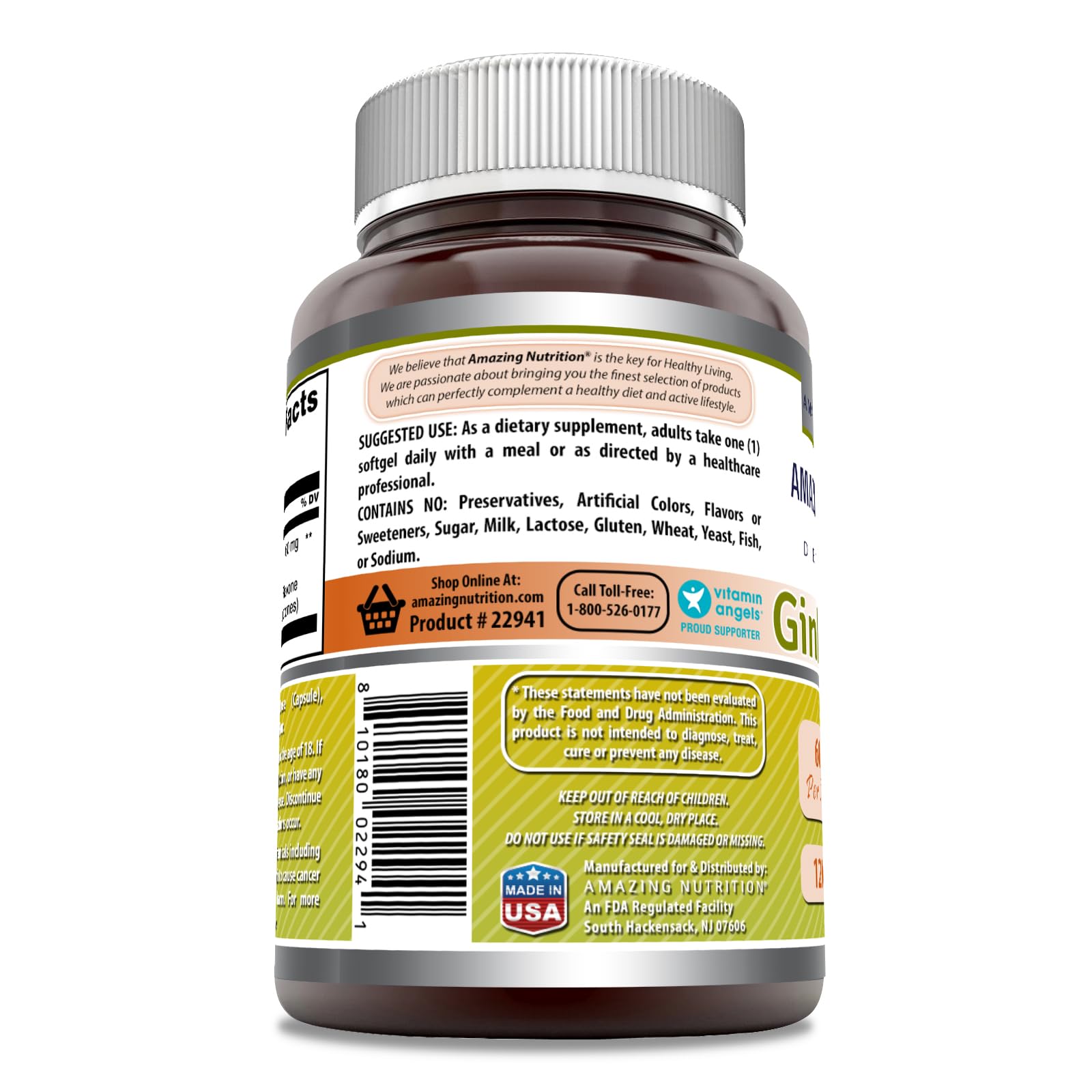 Amazing Formulas Ginkgo Biloba Supplement | 60 Mg | 120 Veggie Capsules | Non-GMO | Gluten Free | Made in USA