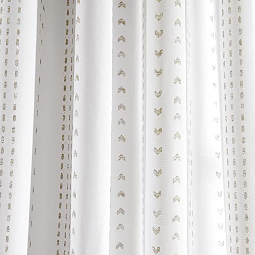 Lush Decor Hygge Stripe Window Curtain Panel Pair, 84 in x 52 in (Long x Wide), Taupe & White