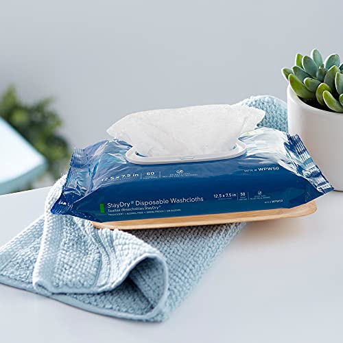 McKesson StayDry Disposable Wipes or Washcloths for Adults with Aloe, Incontinence, Alcohol-Free, 50 Wipes, 12 Packs, 600 Total