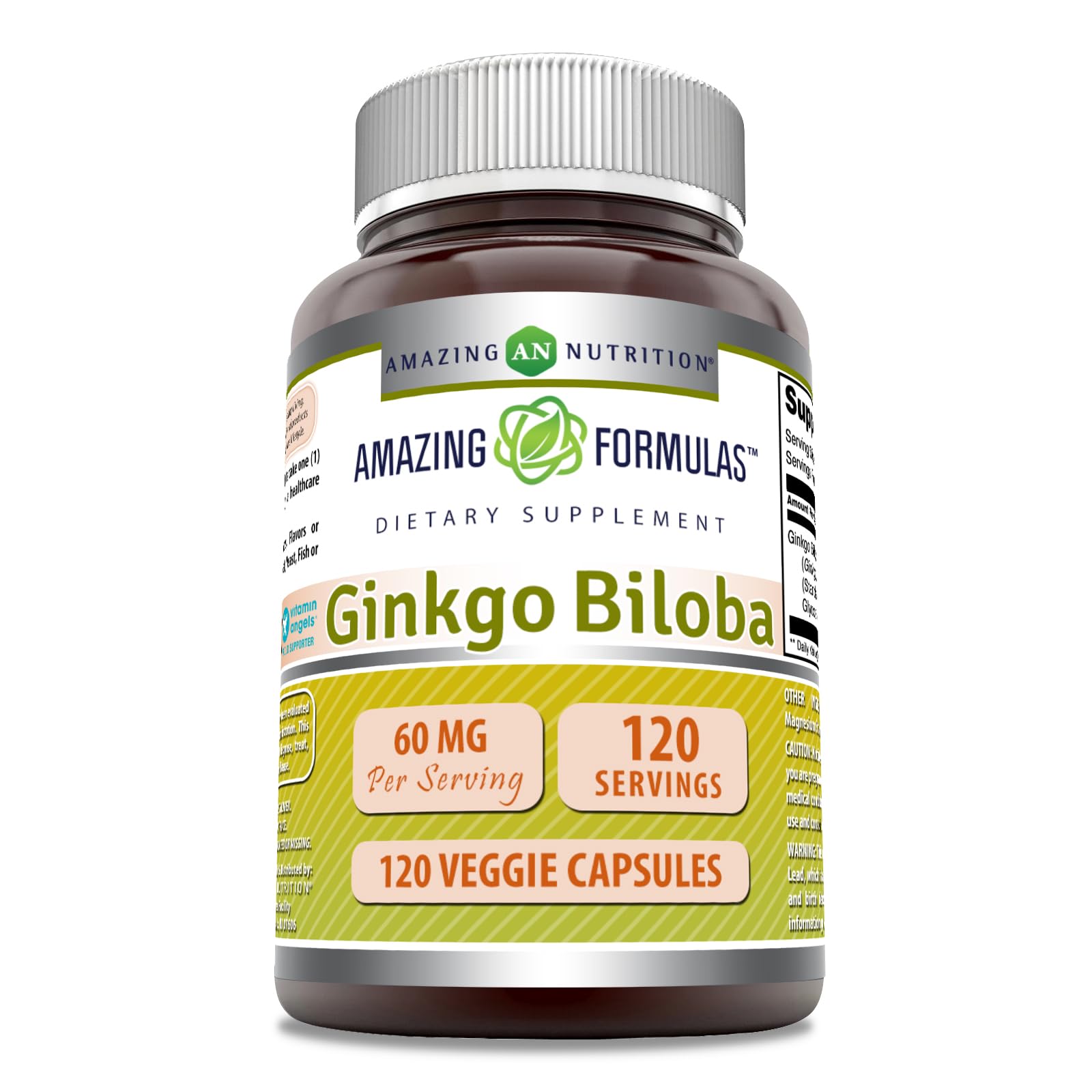 Amazing Formulas Ginkgo Biloba Supplement | 60 Mg | 120 Veggie Capsules | Non-GMO | Gluten Free | Made in USA