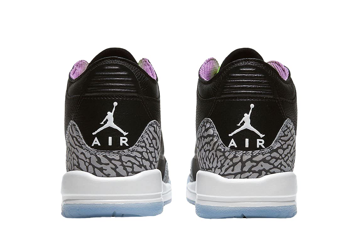 Jordan Air 3 Retro SE (Big Kid) Black/White/Electric Green/Violet Shock 5.5 Big Kid M