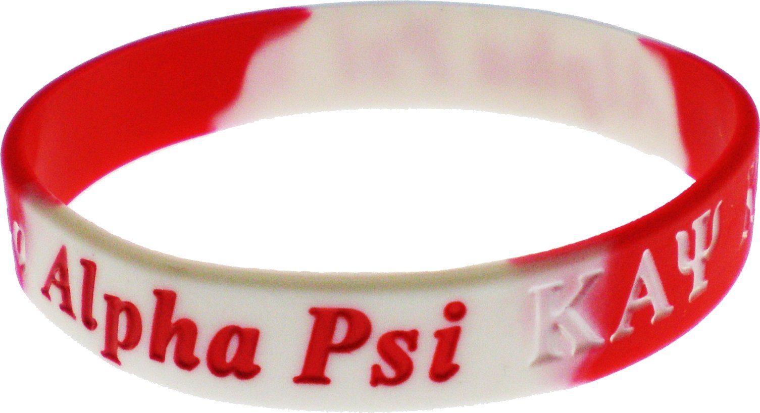 Kappa Alpha Psi Color Swirl Silicone Bracelet [Pack of 2 - Red/White - 8inch] 93911