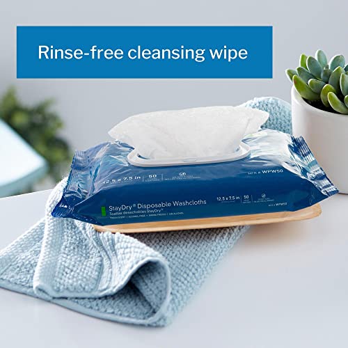McKesson StayDry Disposable Wipes or Washcloths for Adults with Aloe, Incontinence, Alcohol-Free, 50 Wipes, 12 Packs, 600 Total