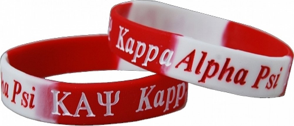 Kappa Alpha Psi Color Swirl Silicone Bracelet [Pack of 2 - Red/White - 8inch] 93911