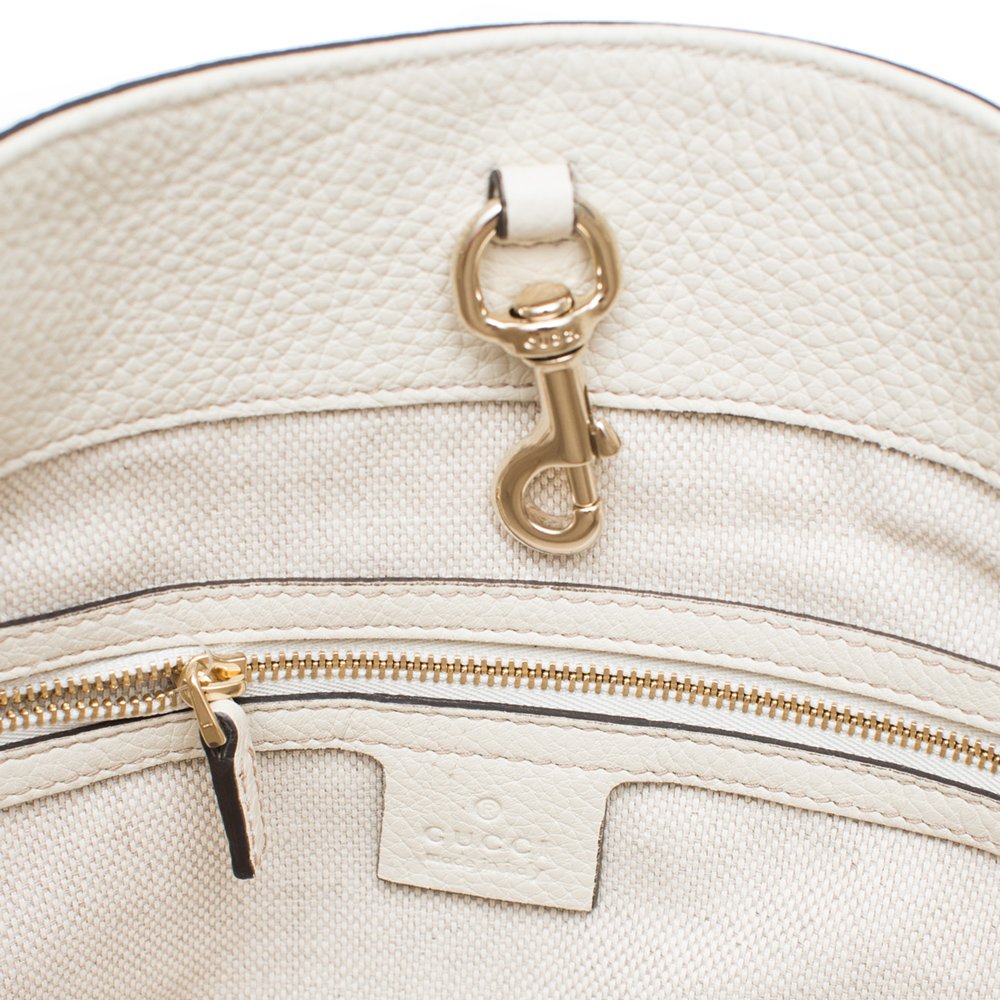 Gucci Womens Soho Leather Chain Straps Shoulder Handbag White Large