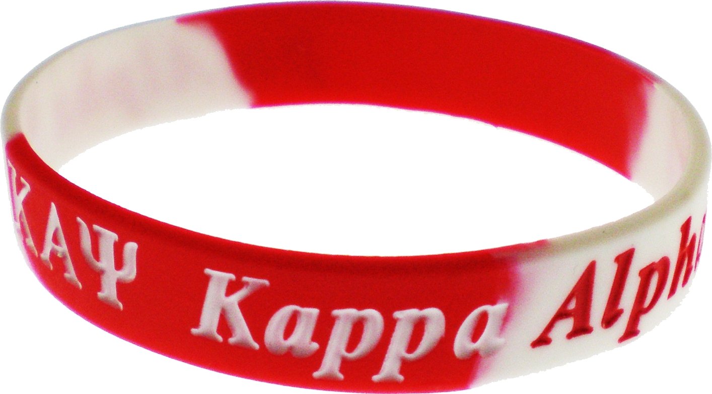 Kappa Alpha Psi Color Swirl Silicone Bracelet [Pack of 2 - Red/White - 8inch] 93911