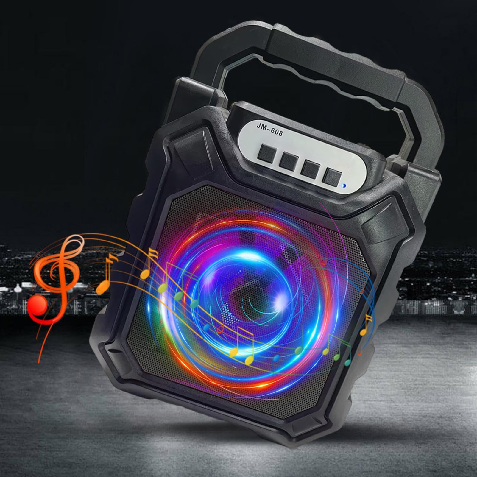 Bluetooth Speaker, Outdoor Portable Stereo with Colourful Running Lights, Portable Mini Stereo
