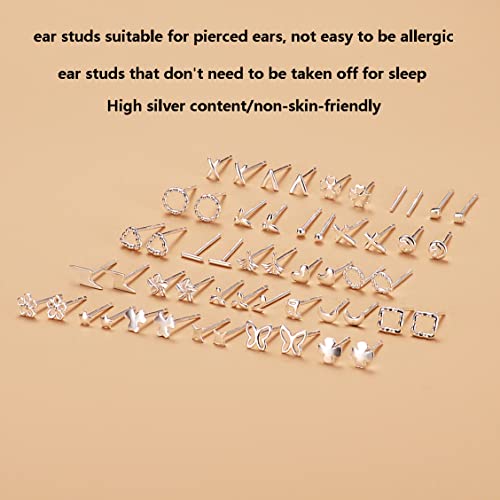 Rofeego Sterling Silver Ginkgo Leaf Initial Stud Earrings for Girls Women Sensitive Ears,Tiny Hypoallergenic Cartilage Post Earrings with Gift Box