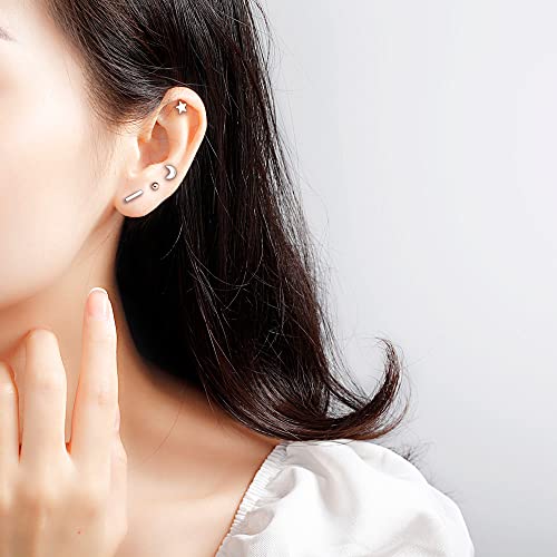 Rofeego Sterling Silver Ginkgo Leaf Initial Stud Earrings for Girls Women Sensitive Ears,Tiny Hypoallergenic Cartilage Post Earrings with Gift Box