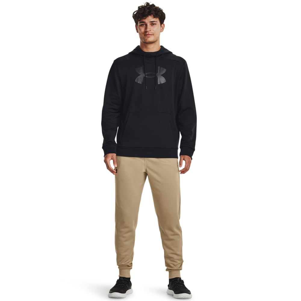 Under Armour mens Armour Fleece Big Logo Hoodie, (001) Black / / Black, Large Tall