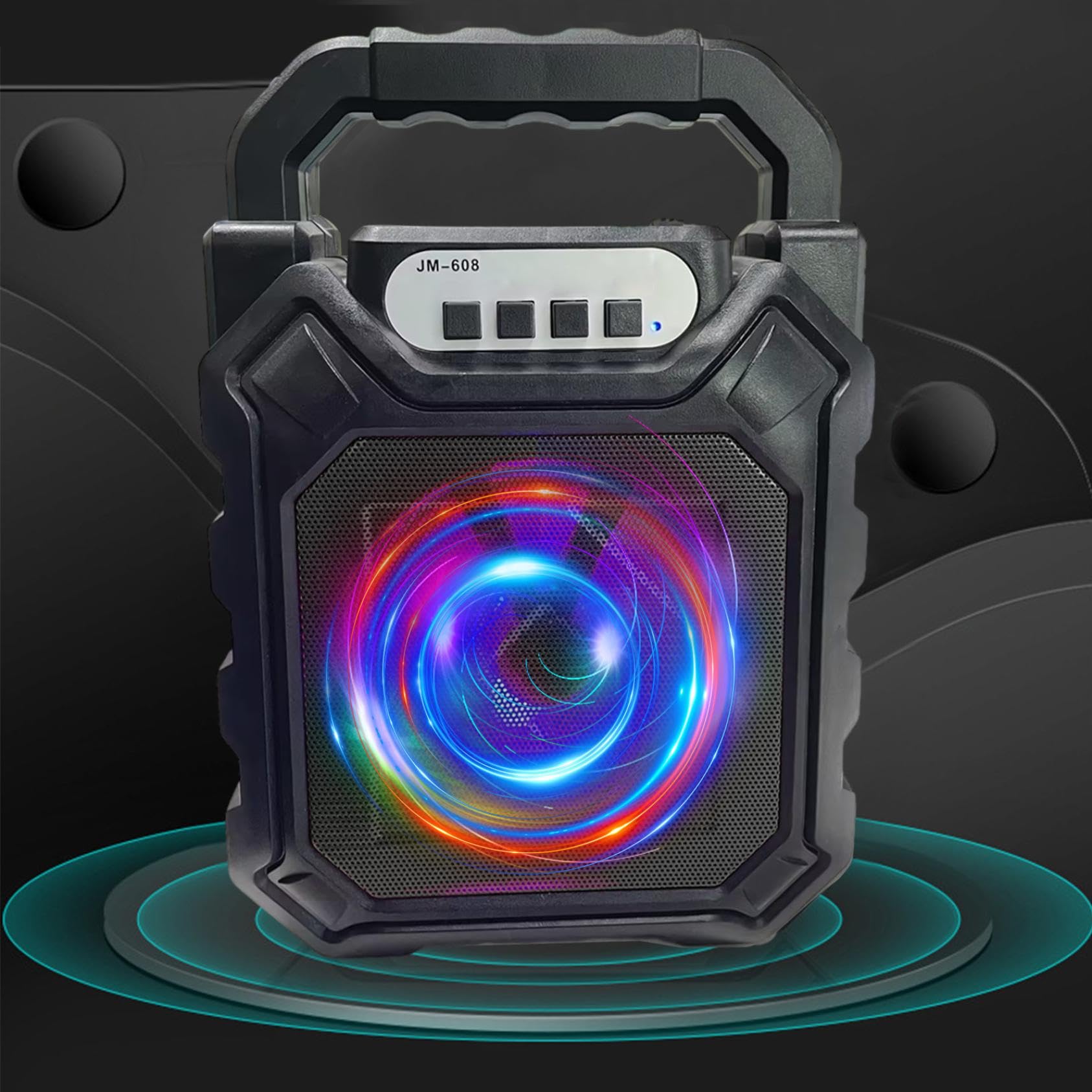 Bluetooth Speaker, Outdoor Portable Stereo with Colourful Running Lights, Portable Mini Stereo