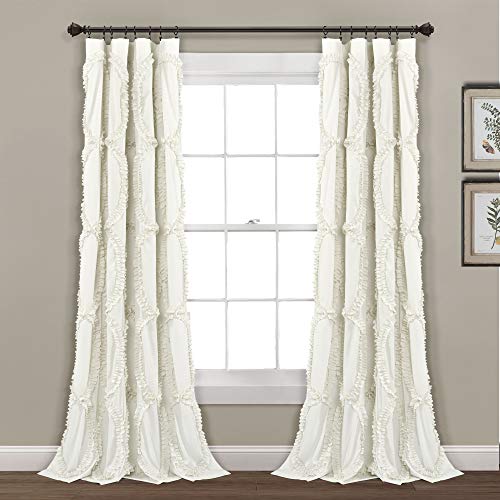 Lush Decor Avon Window Curtain Ivory Panel for Living, Dining Room, Bedroom (Single), 54"W x 84"L, Ivory