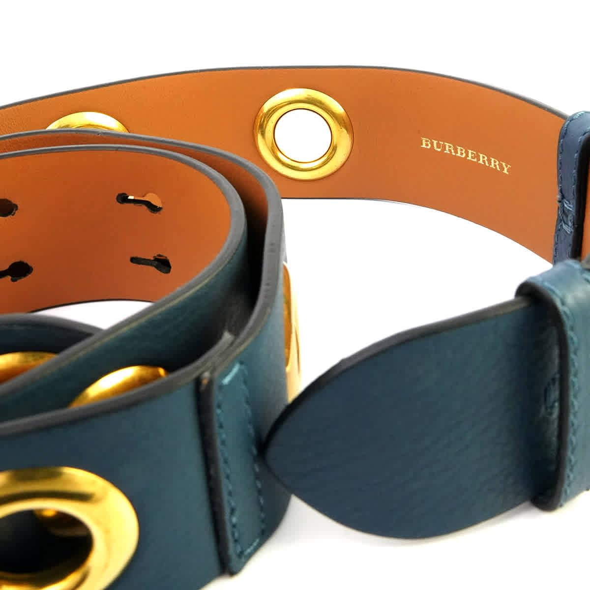 BURBERRY Ladies Dark Mineral Blue Leather Bag Strap