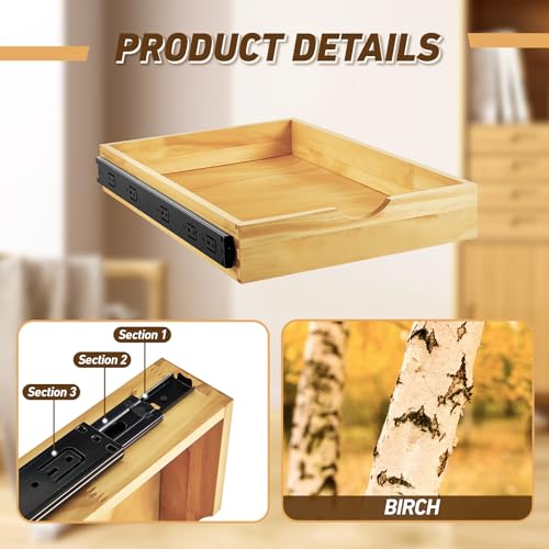 Soaoo 2 Pcs Pull out Drawers for Kitchen Cabinets Assembled Roll out Cabinet Organizer Corner Sliding Drawers for Inside Cabinets, 14”W x 21”D, Requires At Least 14.6” Cabinet Opening