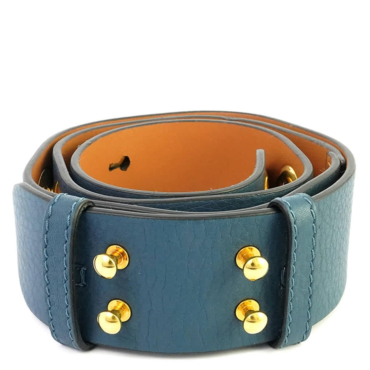 BURBERRY Ladies Dark Mineral Blue Leather Bag Strap
