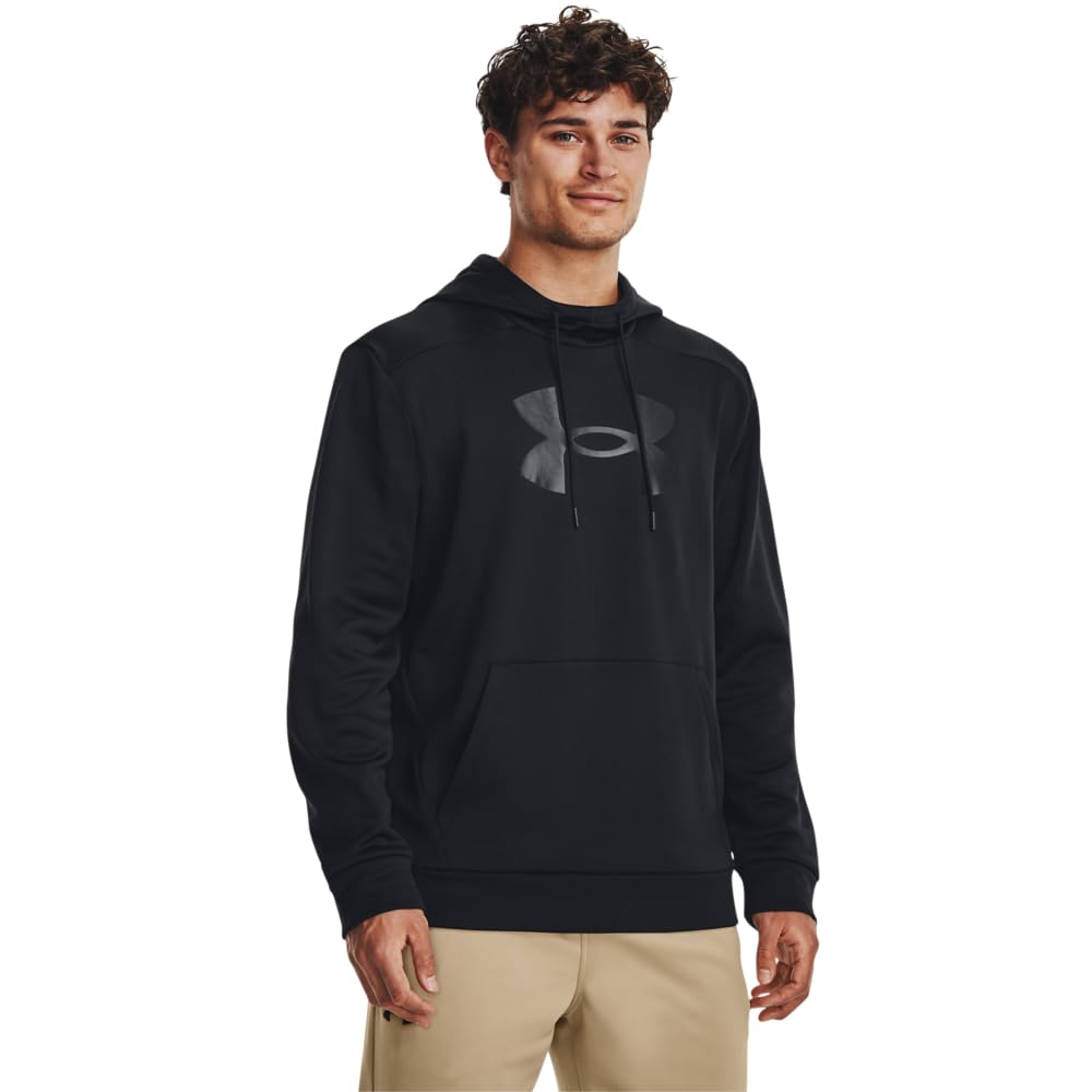 Under Armour mens Armour Fleece Big Logo Hoodie, (001) Black / / Black, Large Tall