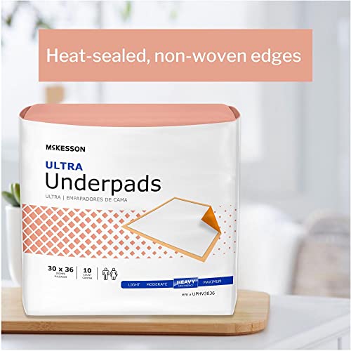 McKesson Ultra Underpads, Incontinence, Heavy Absorbency, 30 in x 36 in, 100 Count