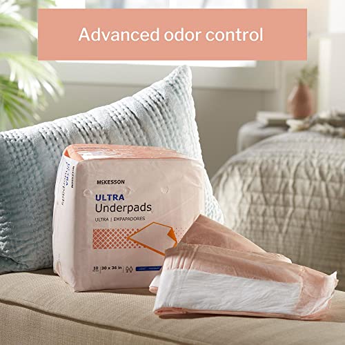 McKesson Ultra Underpads, Incontinence, Heavy Absorbency, 30 in x 36 in, 100 Count