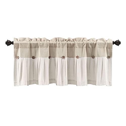 Lush Decor Linen Button Farmhouse Valance, 18"L x 84"W, Linen