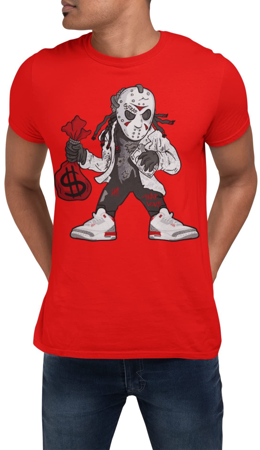 T Shirt to Match Jordan 3 Fire Red Hockey Mask Dude Men's, Jordan 3 Fire Red Tee Matching, Gift for Jordan 3s Tshirt