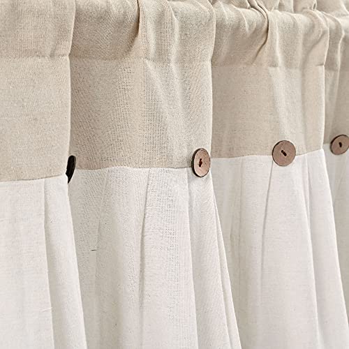 Lush Decor Linen Button Farmhouse Valance, 18"L x 84"W, Linen