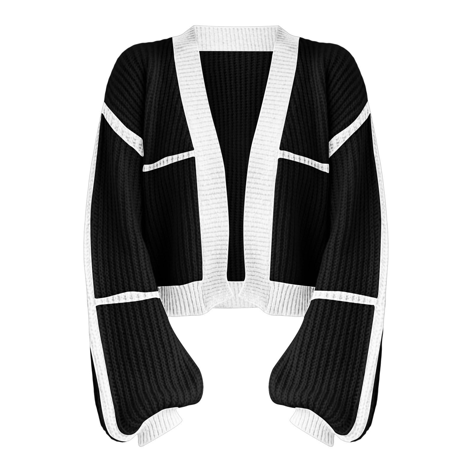 BLUBUKLKUN daily deals Cropped Shrug Sweater Cardigan for Women Ladies Loose Purse Knitted Cardigan 2023 New Outwear Sweater Winter (Black, L)