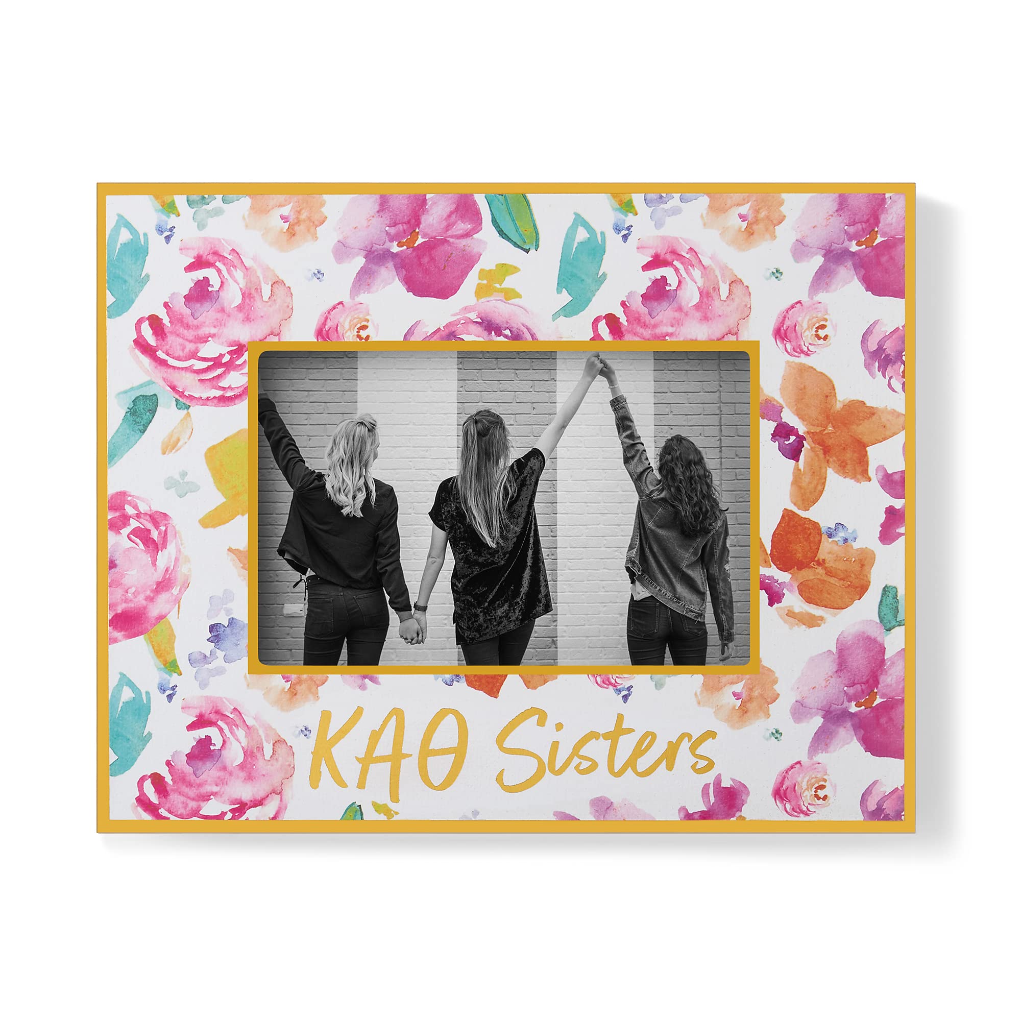 Sorority Shop Kappa Alpha Theta Sister Picture Frames with Cute Floral Design, for 4" x 6" Pictures, KAT Sorority Gifts, Big Little Sorority Gift, Kappa Alpha Theta Gifts for Women