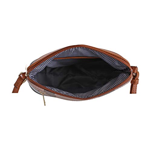 SG SUGU Lightweight Medium Dome Crossbody Bag with Tassel | Plaid Pattern | Brown/Brown