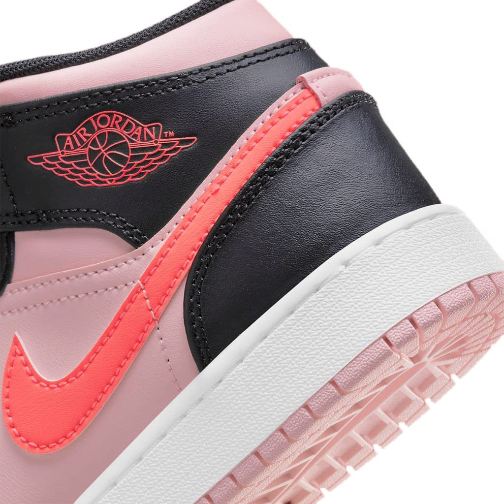 Nike boys Air Jordan 1 Mid Grade School, Atmosphere/Infrared 23 Black, 7 Big Kid