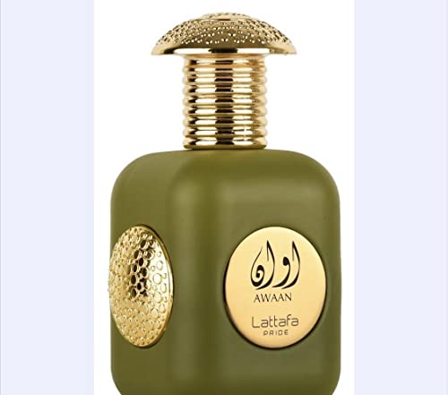 Lattafa Awaan Gold Eau De Parfum Spray for Unisex, 3.4 Ounce