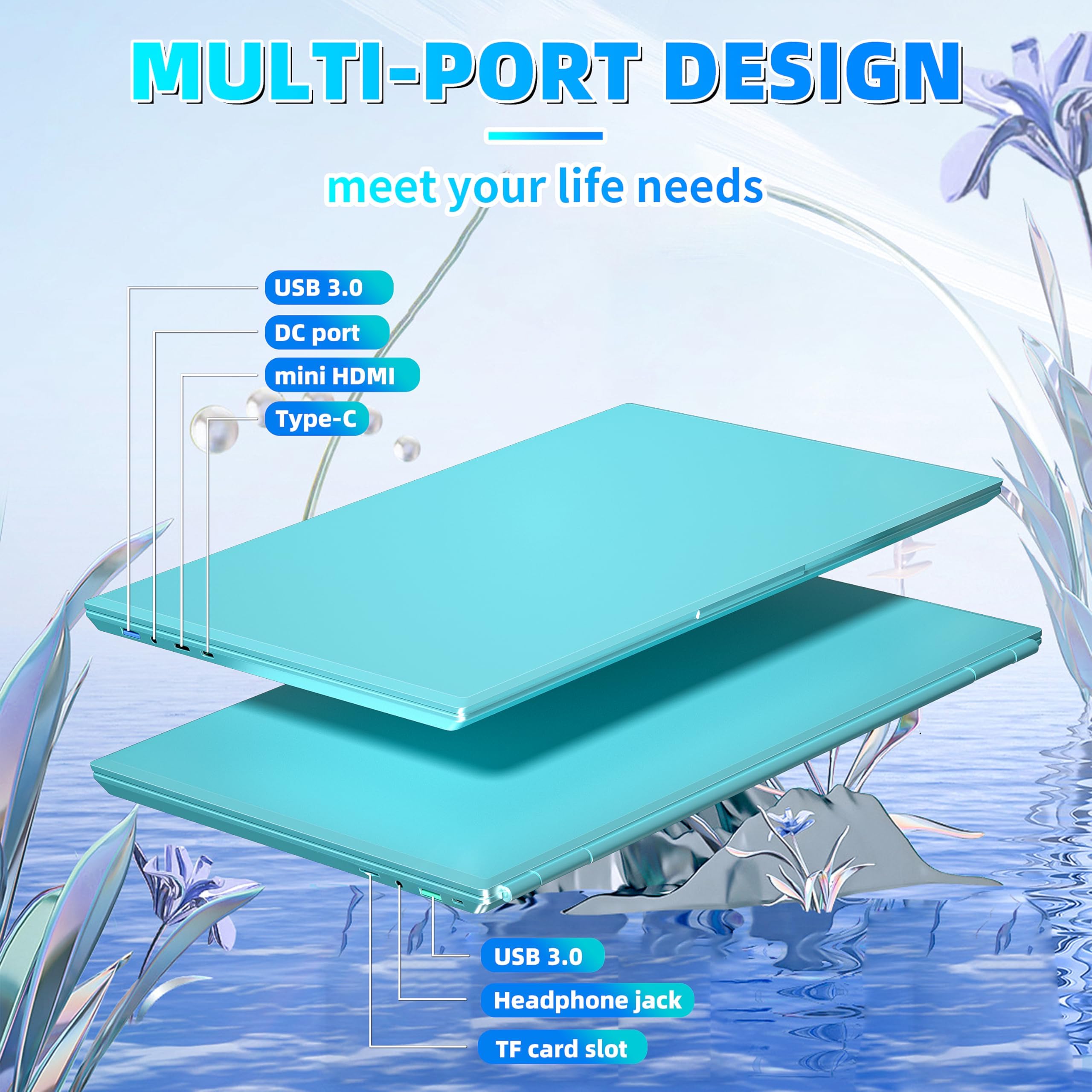 16inch Green Laptop 16G RAM 1TB SSD Ultra-Narrow bezels 2.5K FHD(2560x1600) IPS Screen/N5095 CPU,Win 11 Pro PC with Full Size Numeric Color Backlit KB/Fingerprint(16G+1TB)