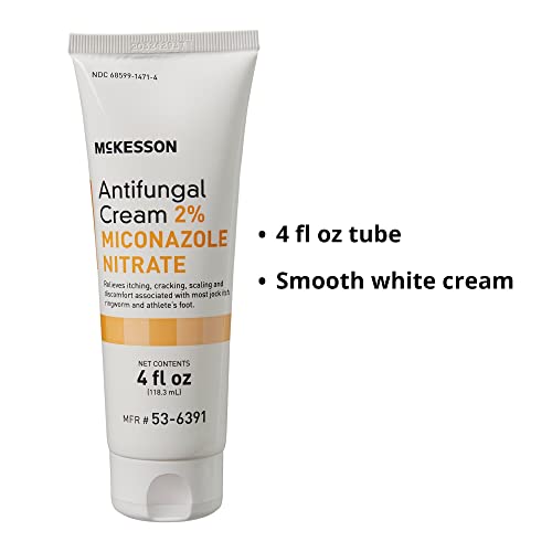 McKesson Antifungal Cream, 2% Miconazole Nitrate, Relives Jock Itch, Ringworm and Athlete Foot, 4 oz, 2 Count