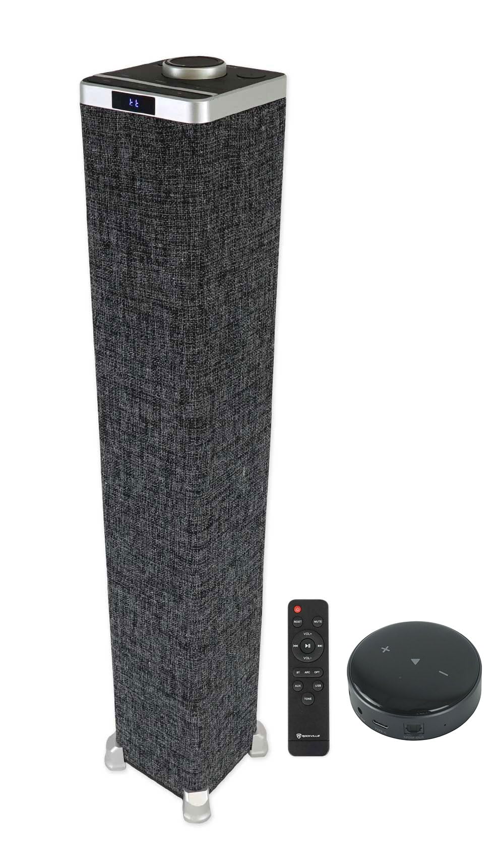 Rockville (1 ONE-Tower All-in-One Tower Bluetooth Speaker System+HDMI/Optical/RCA Bundle with (1) Mini WiFi Music Player Wireless Audio Streaming Multiroom Stereo Receiver (2 Items)