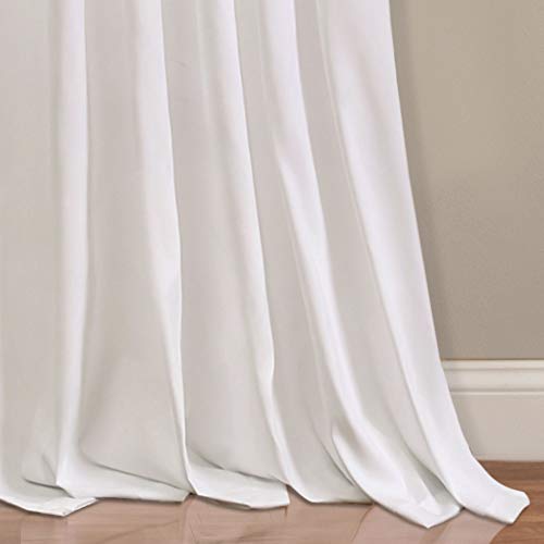 Lush Decor Bayview Curtains-Pintuck Textured Semi Sheer Window Panel Drapes Set for Living, Dining, Bedroom (Pair), 84" x 54", White