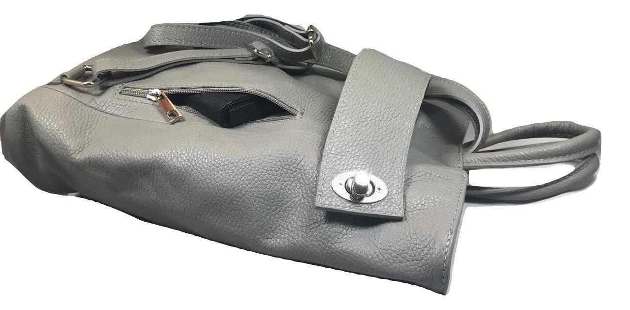 LaGaksta Stella Convertible Leather Backpack Purse β Casual Travel Tote Bag Purse Grey