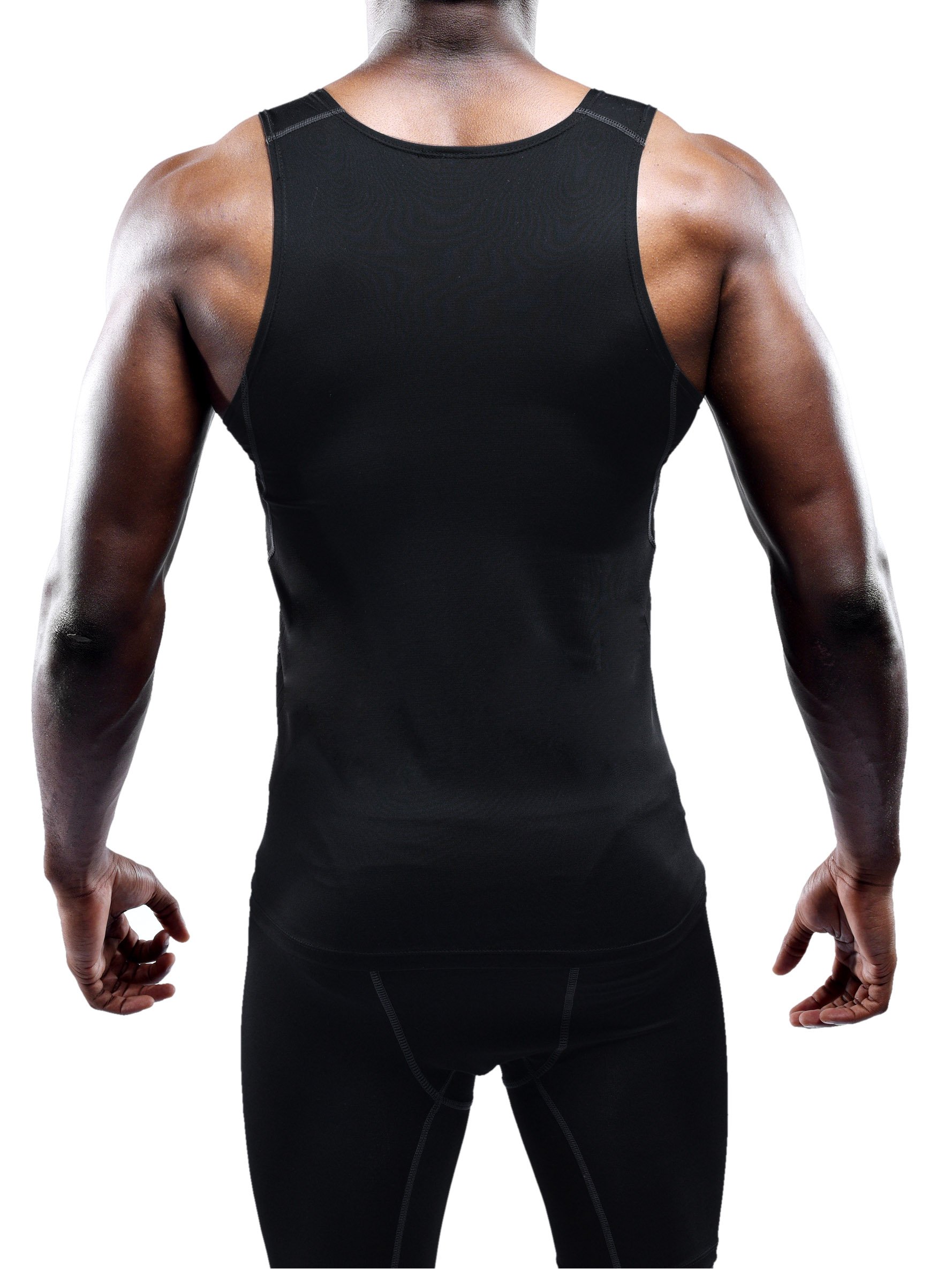 NELEUS Men's Athletic 3 Pack Compression Under Base Layer Sport Tank Top,Black,M,EUR L