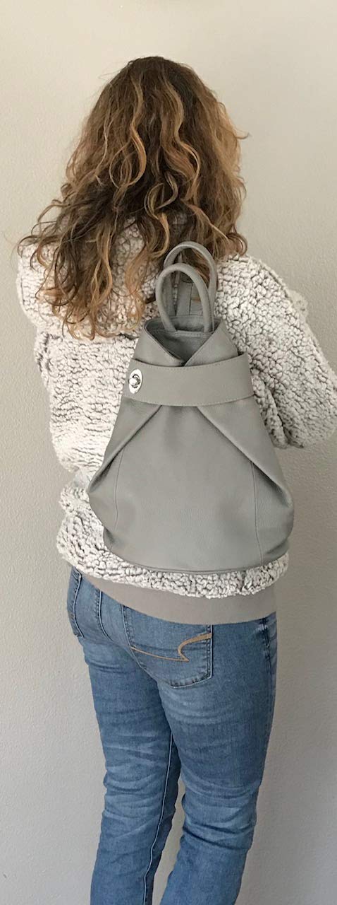 LaGaksta Stella Convertible Leather Backpack Purse β Casual Travel Tote Bag Purse Grey
