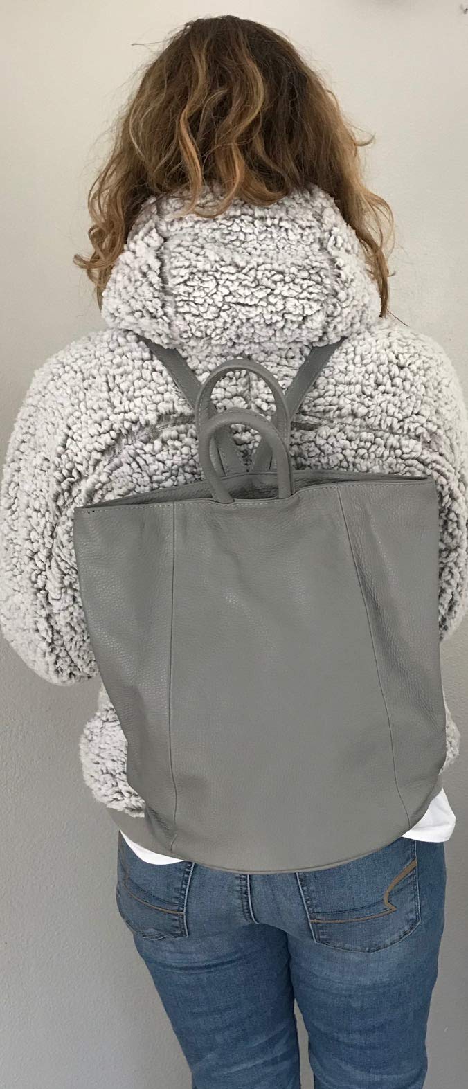 LaGaksta Stella Convertible Leather Backpack Purse β Casual Travel Tote Bag Purse Grey