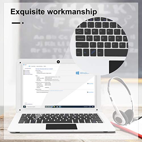 HBESTORE 10.1Inch Portable Laptop Mini Computer Ultra Thin Notebook with Apollo Lake N3350,6GB RAM and 64GB Storage with Windows10 OS (White).