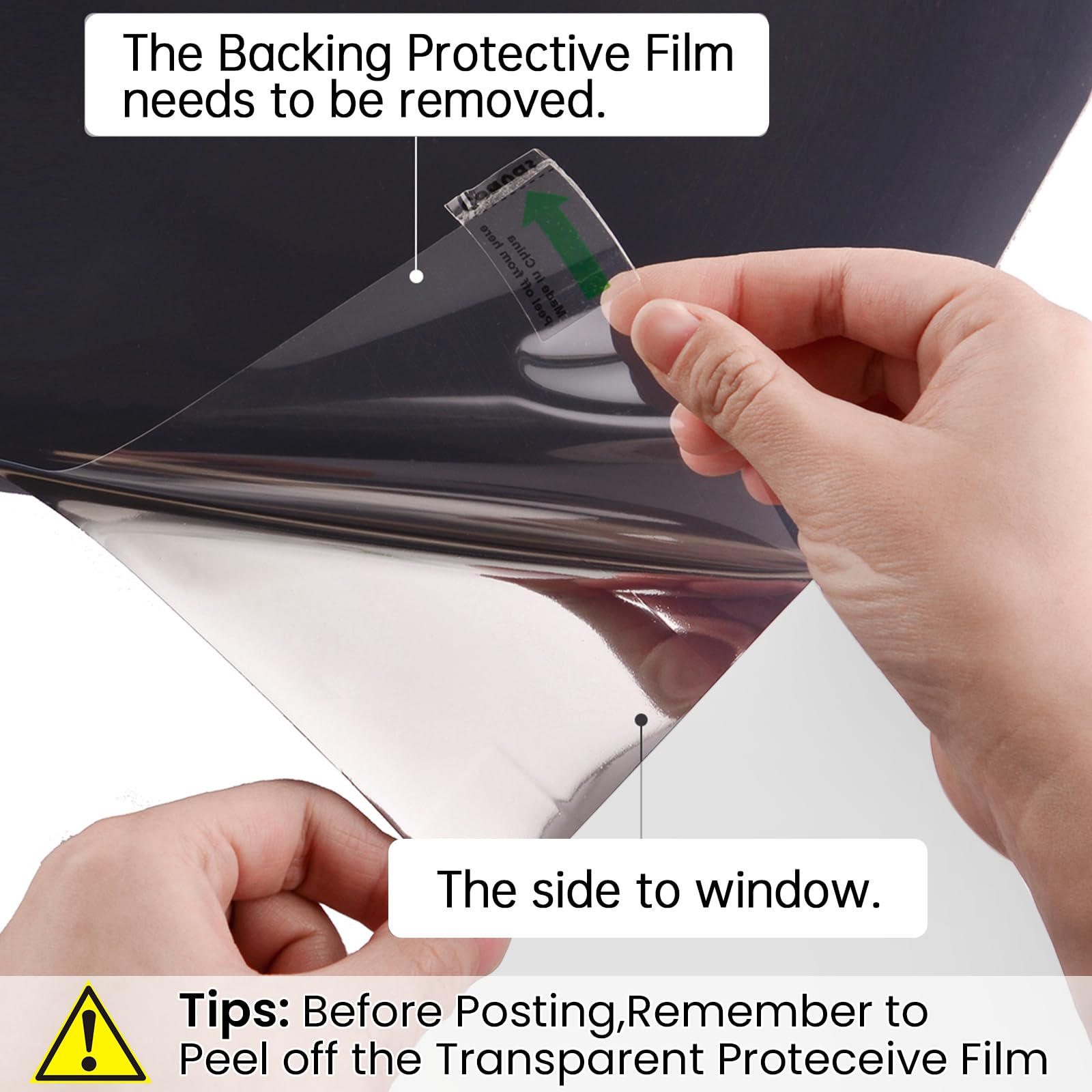 One Way Window Privacy Film, Home Windows Tint Reflective Windows Film See Out Not in Sun Blocking Anti UV Mirror Windows Clings Daytime Privacy Door Window Covering with 3 Tools, 17.5 * 78.7 Inch