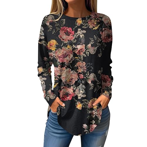 Tops for Women 2023 Womens tops Women's sweatshirts Y2k hoodies Womens Oversized T Shirts Long Sleeve Black Shirt Long Sleeve Active Long Sleeve Tops for Women(3-Black,Large)