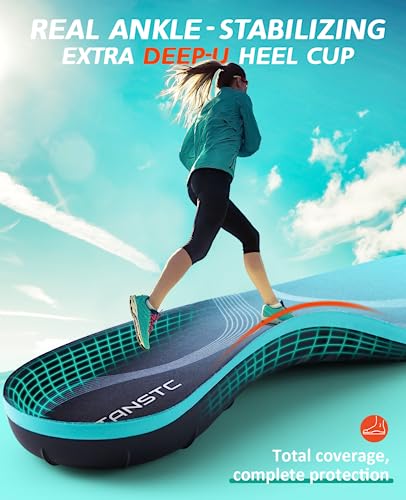 TANSTC High Arch Support Insoles for Shoes - Reduce Foot Pain, Improve Balance, and Provide Shock Absorption