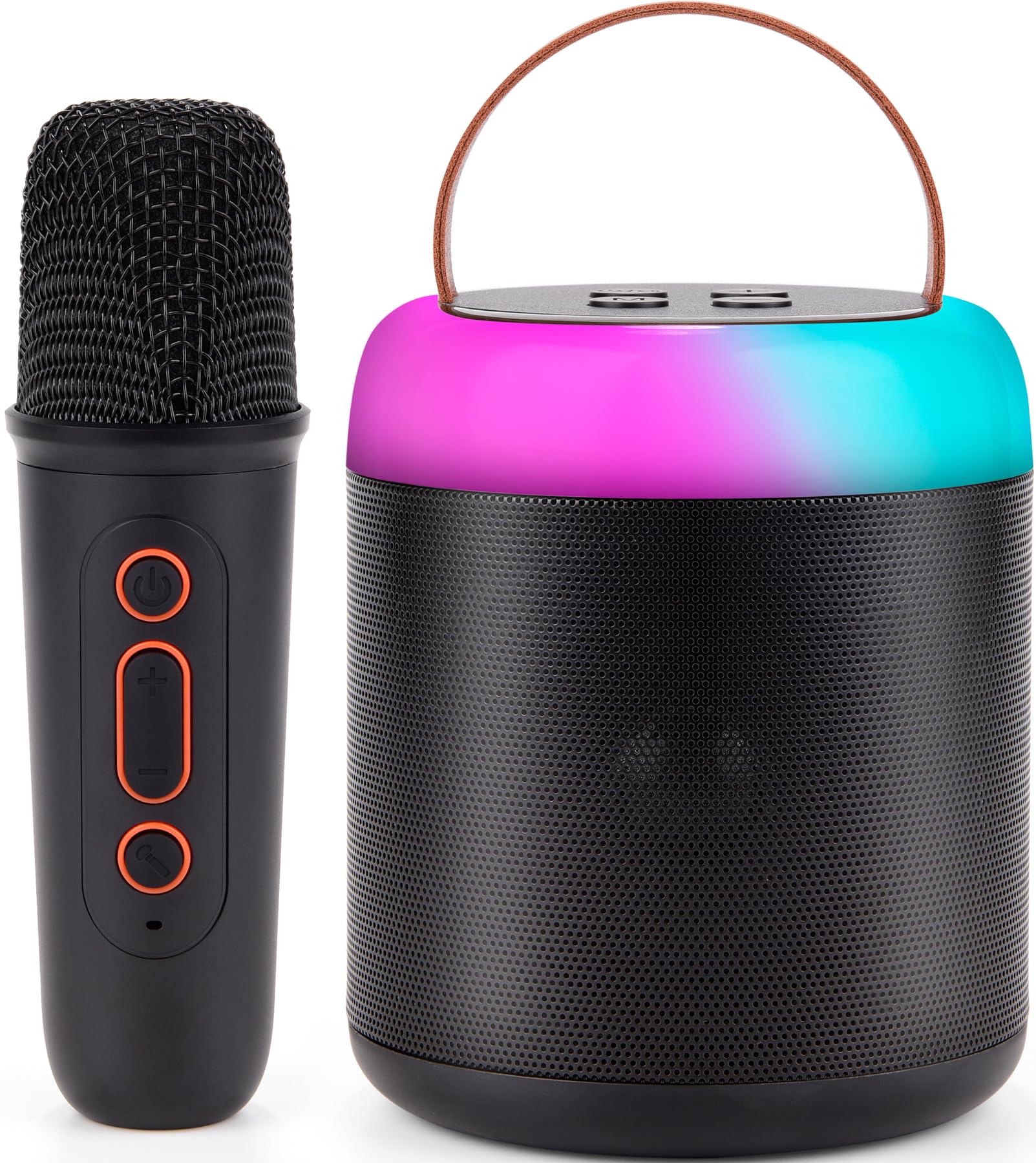 Mini Karaoke Machine for Kids,Portable Bluetooth Speaker with Wireless Microphone,Christmas and Birthday Gifts for Kids,Toys Gifts for Aged 3 4 5 6 7 8 9 10 11 12+ Years Teens Girl Boys Black