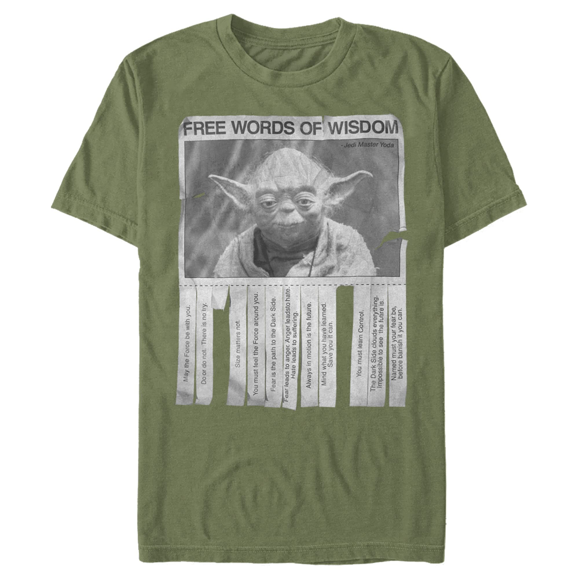 STAR WARS Men's Yoda Words of Wisdom T-Shirt - Military Green - Large